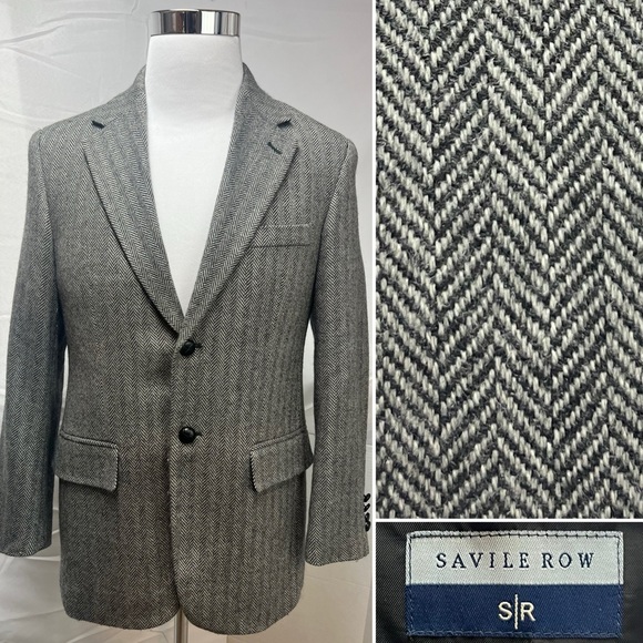 Savile Row | Suits & Blazers | Mens Savile Row Gray Black Herringbone ...